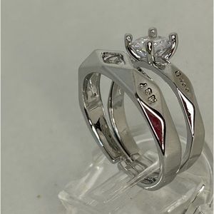 Jewelry | New Adjustable His Queen Her King Engraved Silver Tone Faux Diamond Bridal Set | Poshmark